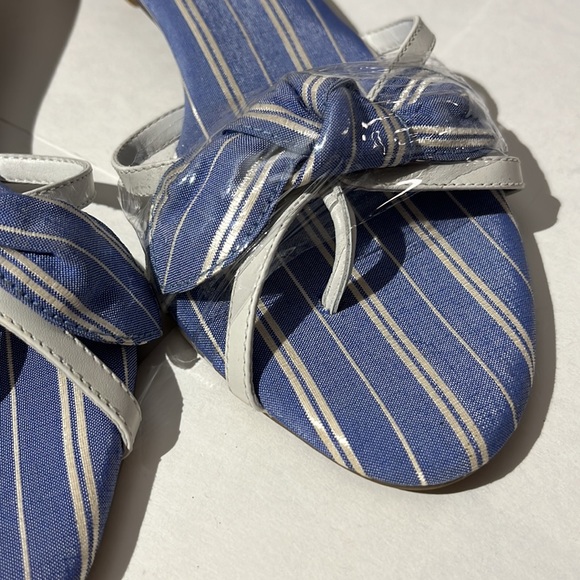 Talbots | Shoes | Talbots Summer Slides Sandals Blue White Bow Ribbon ...